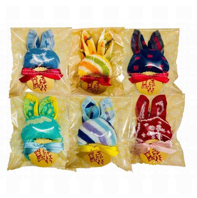 Rarafamy（ララファミー）ハンドタオル タオルハンカチ メッセージカード付 手作り うさぎ お礼 景品 退職の挨拶 転勤の挨拶 転校の挨拶 お返し ホワイトデー 粗品 ラッピング袋入り 柄おまハンドタオルで作ったかわいいタオルうさぎの...