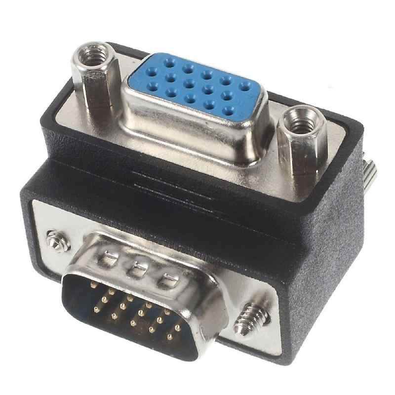 VGAオス-VGAメス L字型 直角 延長アダプター 変換アダプター D-sub15ピン オス・メスL字型 D-sub15ピン端子 VGAオス-VGAメス変換アダプター省スペースでの配線を実現する際など、 ​モニター環境に応じた配線・引きま...