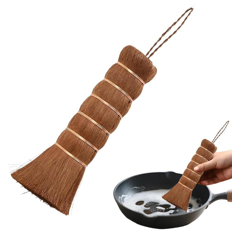 しゅろたわし 握りたわし キッチンブラシ 棕櫚握りたわし 手作り 天然素材 油汚れの除去 鉄鍋 中華鍋 フライパンの洗浄に最適 野菜 泥 落とし 耐久性 油汚れ徹底除去 キッチン用品🍀 天然素材：100%自然素材であるコ普拉...