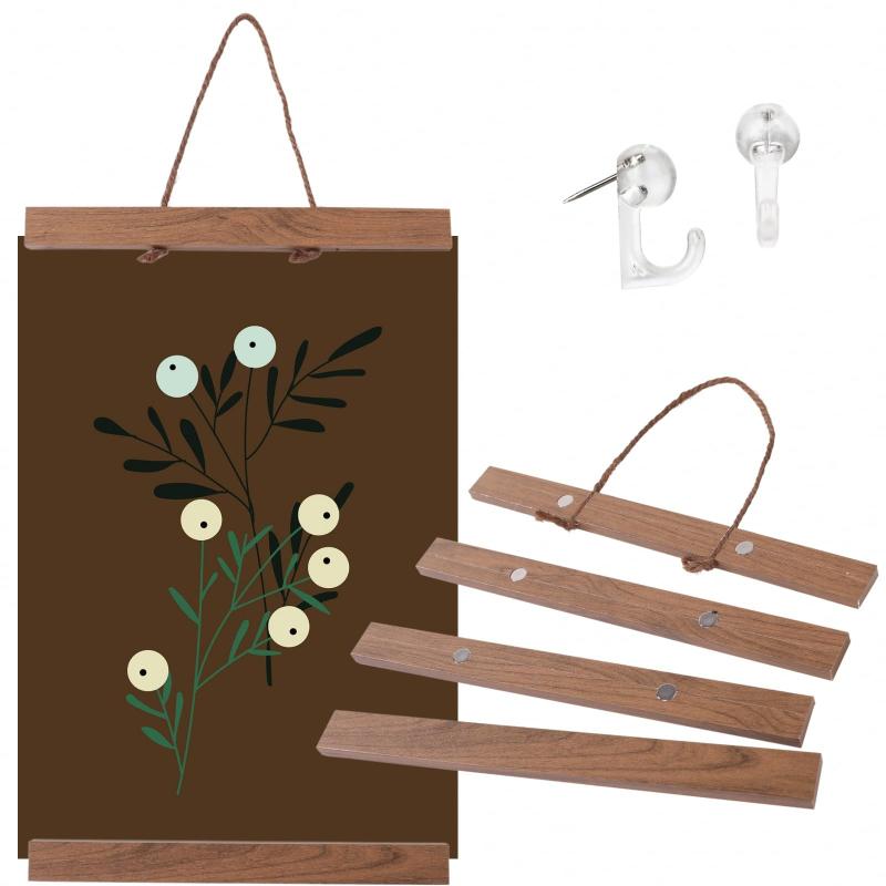 Sweet Plus タペストリー棒 マグネット ポスターハンガー ポスターフレーム 木製バー 壁掛け 額縁 手拭い 絵 のれん 北欧風インテリア 2本セット天然木の木製ポスターフレーム – 温もりある木製バーを使用し、北欧風インテリアに馴...