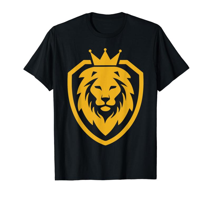 T-shirt The King Lion Shield, Wild Lion Graphic Design Logo TシャツLion t-shirt for women, Lion t-shirts for men, Lion t sh...