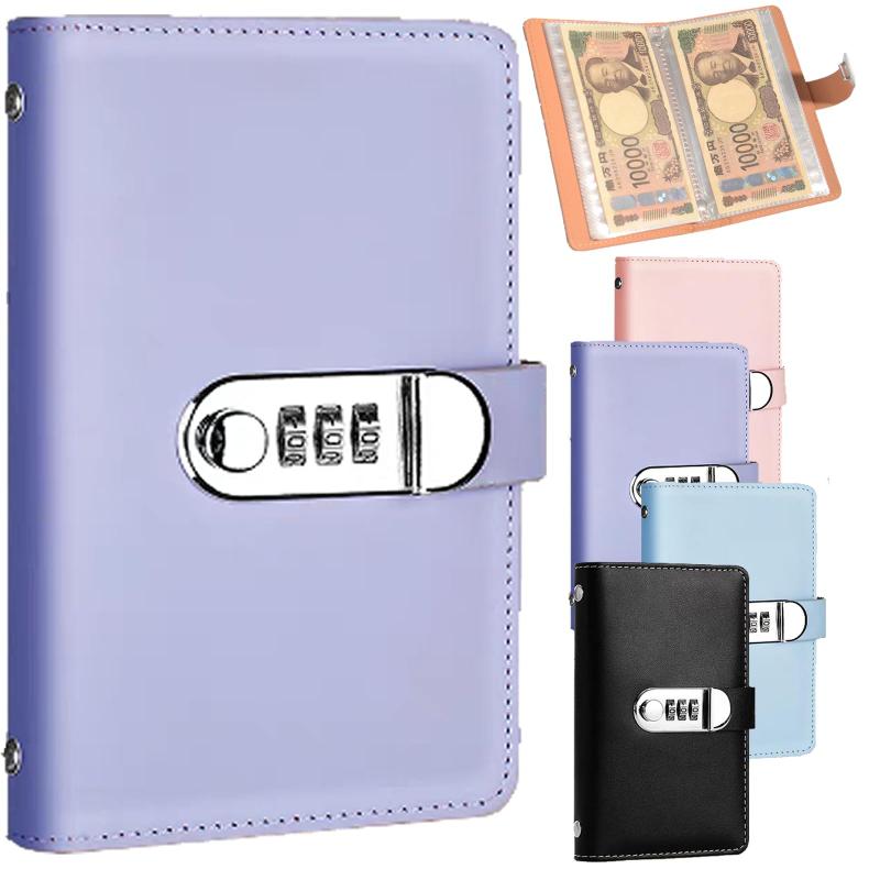 FUHAIFUNANDX 貯金バインダー お札ファイル 貯金手帳 100万円貯まる 貯金箱 貯金ファイル ノート お金管理 おもしろ 手帳型 カレンダー おしゃれ 鍵付き【貯金バインダー- 100万円貯まる】両面使用で全50ポケットを搭載。...