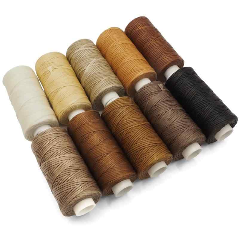 [CRAFT LIFE] ワックスコード 10巻セット 蝋引き糸 ロウ引き糸 直径1mm 長さ50m平紐タイプ：太さ直径1mm：長さ：54m 平紐タイプで通しやすく、手縫いに最適です。強度は抜群：ロウ引き済だからすぐに縫い始められ、細かいス...