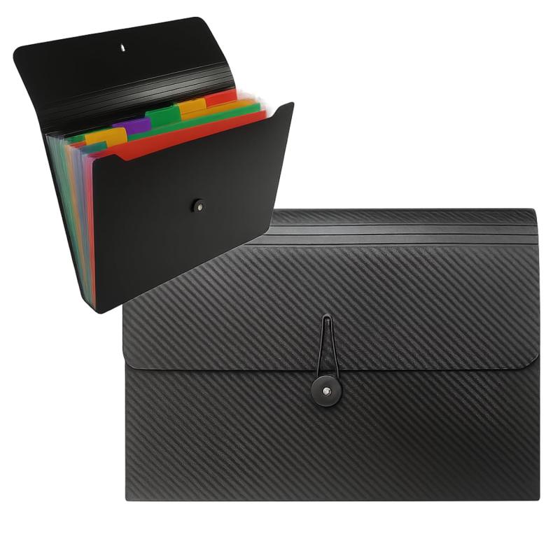 Crystal craft ドキュメントファイル ケース A4サイズ 収納 13ポケット 書類ケース バッグ 大容量 鞄タイプ 【ブラック】【13ポケットで分類ラクラク】13個の仕切りポケット付きで、書類や領収書などをカテゴリごとに分けてス...