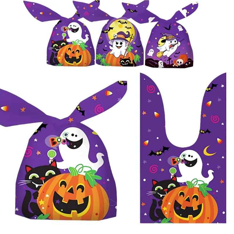 DAFUDAGUI ハロウィン 袋 【3柄50枚入り】 ラッピング 袋 Halloween お菓子 小分け袋 レジ袋 プレゼント 贈り物 うさぎ耳 ギフトバッグ キャンディバッグ Halloweenキャラクター ラッピング用品 可愛【商品仕...