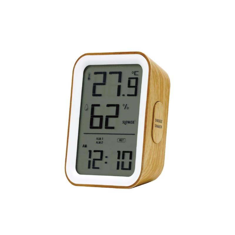 SLOWER 温湿度計 置き時計 デジタル 小型 室温 湿度 調光 LEDバックライト おしゃれ インテリア 白 LCD HYGROTHERMOGRAPH CLOCK Paz SLW424温度と湿度に特化した視認性と機能を充実した卓上デジタ...