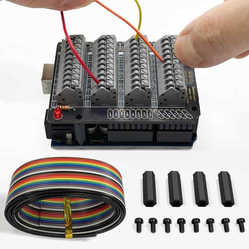 ElectroCookie Unoターミナルブロックシールドキット Arduino Uno R3対応 プッシュインシンプルスプリングコネクタ拡張PCBモジュールGPIOピンを使用したArduino Uno取り付けプロジェクトに役立ちます。A...