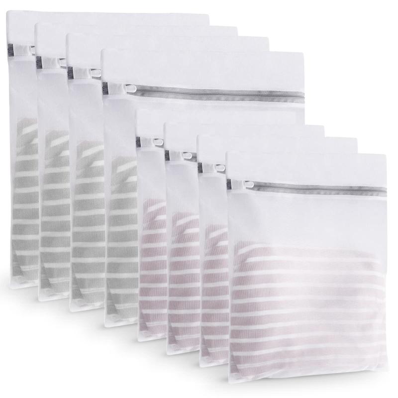 SAPASLIFE 洗濯ネット ランドリーネット 角型 8枚セット【4大40x50cm+4中30x40cm】 洗剤ネット ネットバッグ ランドリー バッグ 収納ネット 洗濯マグネシウムネット 丈夫 耐久性 ファスナー 細かい【洗濯ネット8枚...