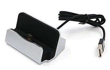 AXYO Micro USB 充電スタンド 充電クレードル データ同期 マイクロUSB 卓上ホルダー クレードル Micro USBポートのデバイスに対応 シルバー【 対応機種 】端子：USB-A オス to USB Micro-B オス ...