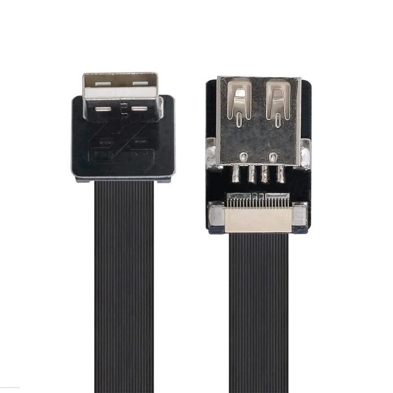 xiwai 下向き USB 2.0 タイプ A オス - メス延長データ フラット スリム FPC ケーブル FPV &amp; ディスク &amp; スキャナ &amp; プリンタ用ダウンアングル USB 2.0 Type-A オス - ...