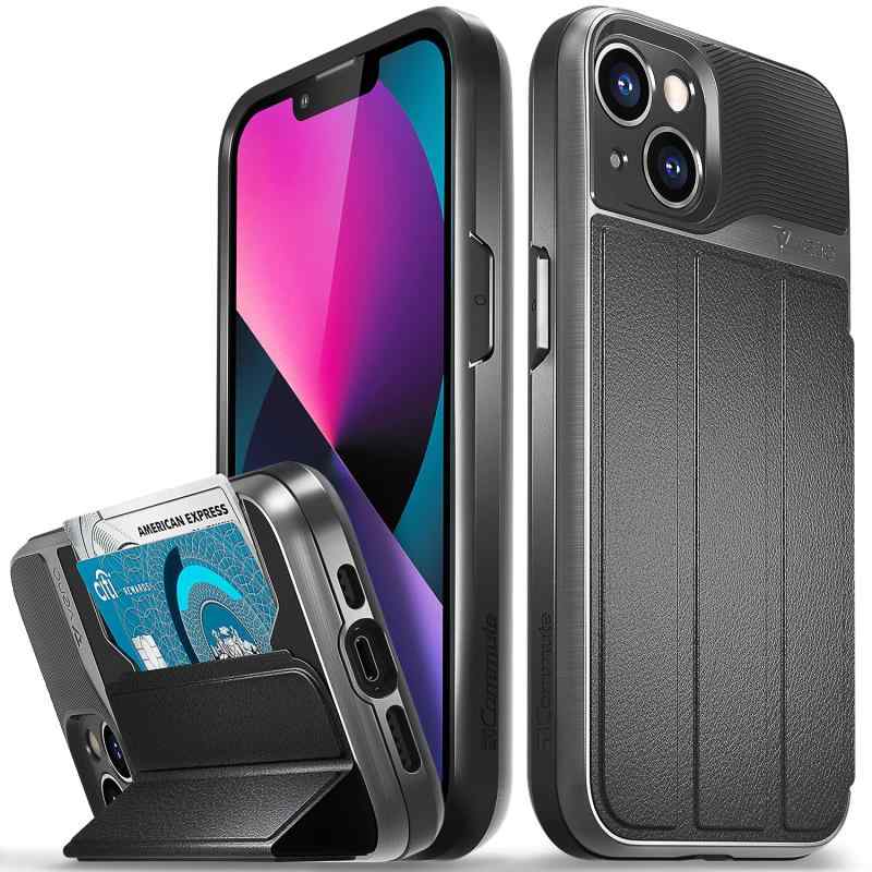 Vena vCommute Apple iPhone 13 (6.1"インチ) 専用 ケース 手帳型 (米軍MIL規格取得 | 耐衝撃 落下 衝撃 吸収) 高級PU レザーカードホルダー付き 収納 2枚 折り畳み式キックスタンド機...