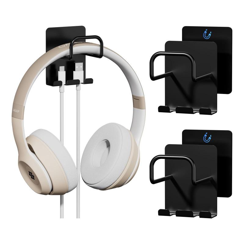 GAGUIUP ヘッドホンフック 2個セット ヘッドホンスタンド マグネット フック ヘッドフォンハンガースタンド 取付簡単 収納便利【マグネット】マグネット付きのキッチンパネルなどにスポンジホルダーを取り付け、必要に応じて設置場所を自由に...