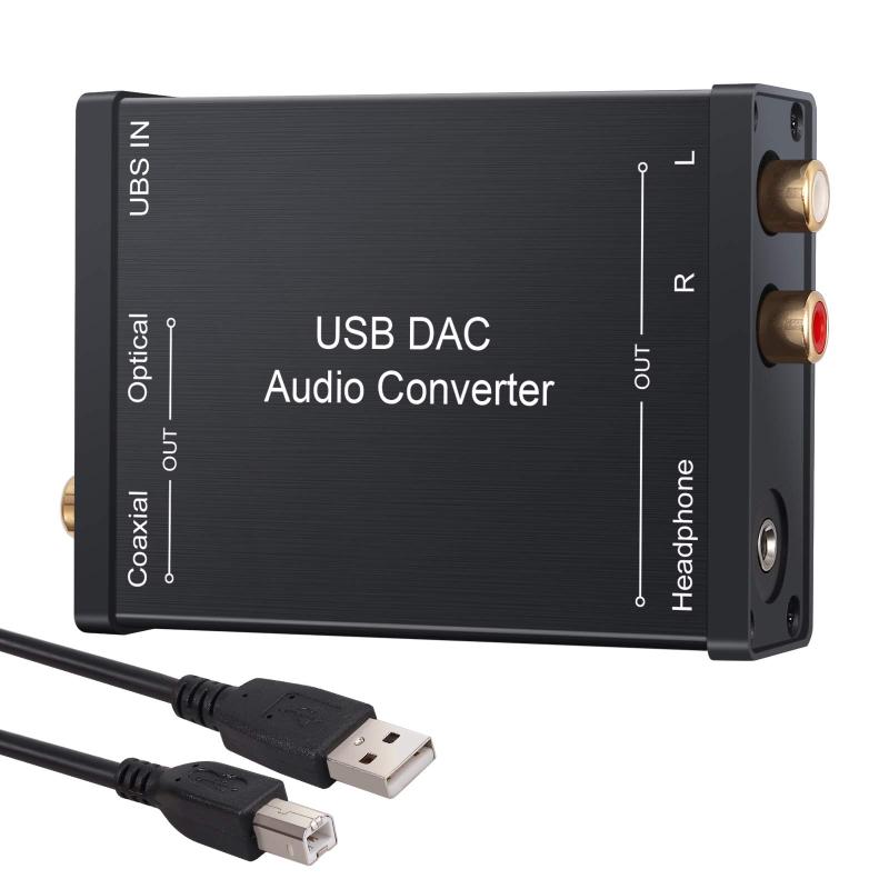LiNKFOR USB DAC オーディオコンバーター デコーダー USBオーディオアダプター USB外部ステレオオーディオサウンドカード USB to 光学同軸またはステレオRCA L/R 3.5mmジャックコンバーター Windows ...