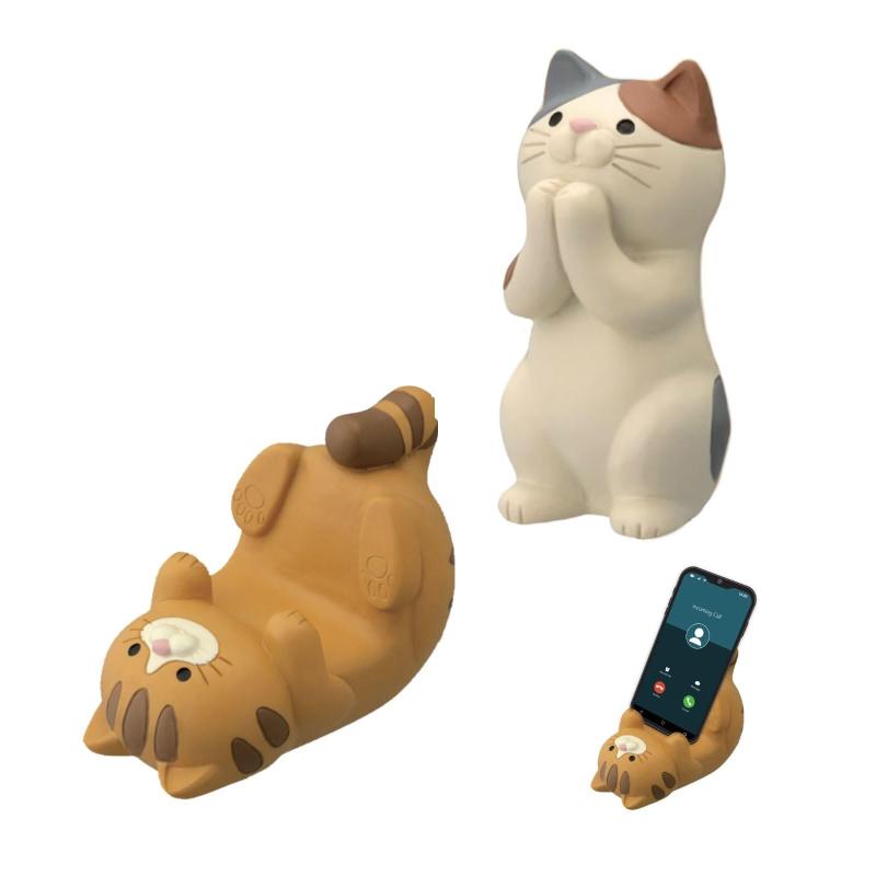 Archnote 猫 スマホスタンド かわいい スマホ立て 可愛い 卓上 メガネスタンド メガネ立て メガネ置き 携帯スタンド猫のスマホスタンドとメガネスタンドで毎日のデスク周りを楽しく：猫のユーモラスなデザインが、毎日の作業や仕事の合間に...