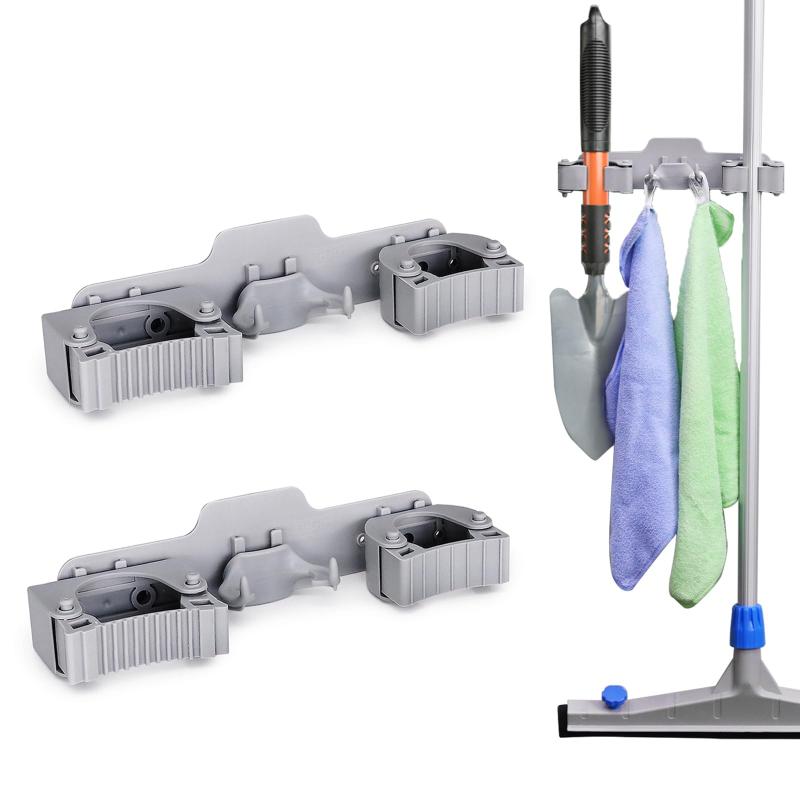 DrDirt モップホルダー ほうきホルダー 壁掛け 穴あけ不要 掃除用品収納 取り付け簡単 強粘着力 キッチン お手洗い 居間 玄関 ドアなど適用DrDirt ほうきホルダー 壁取り付け 高耐久 ガーデンツールオーガナイザー モップとほう...