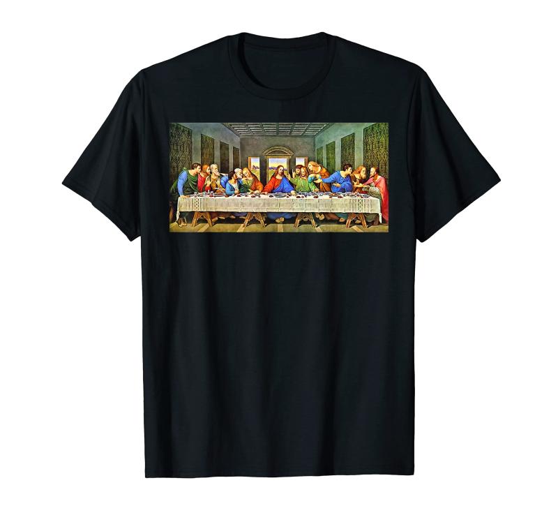最後の晩餐 Tシャツ最後の晩餐とも呼ばれ、キリストを十字架で死す前に過越祭の時に、エルサレムで12使徒とともに祝福した晩餐は食事です。イエスとその幼い人は芸術作品として団結しました。 あなたが教会に行き、イエス・キリストを信じるようにキリス...