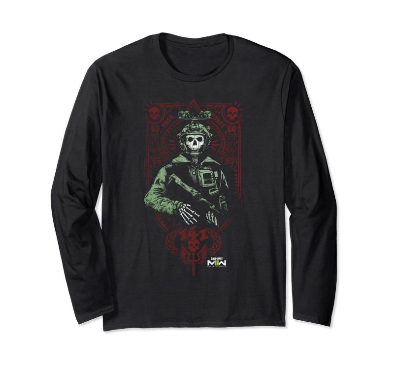 Call of Duty: Modern Warfare 2 Ghost Playing Card Portrait 長袖TシャツOfficially Licensed Call Of Duty Apparel for Men and Wo...