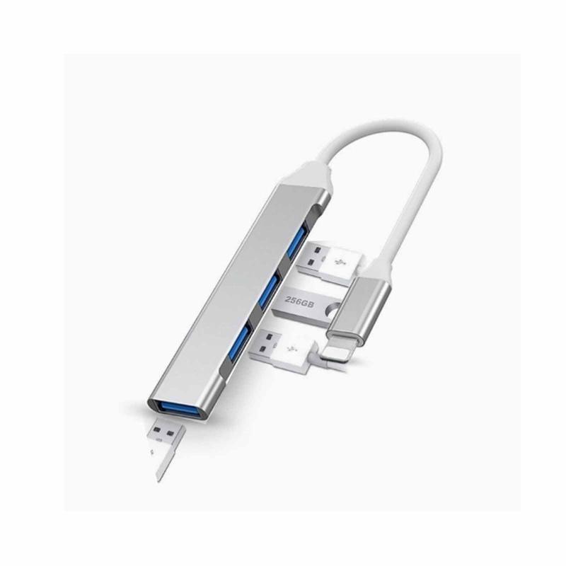 りんごUSBハブ 4ポート 4-in-1 USB3.0 データ転送 軽量 コンパクト 携帯便利 i-Pad i-Phone 接続 同時利用【4つのUSBポート拡張】りんご端子1つで、USB3.0(5Gbps)ポート1つとUSB2.0ポート3...