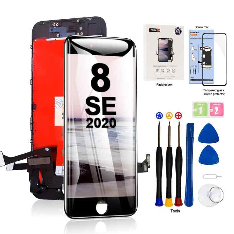 EFAITHFIX for iPhone 8/SE 2020 液晶パネル 交換用 ブラック 4.7インチ 液晶パネル交換 3D タッチスクリーン デジタイザー 修理ツールキット 対応機種A1863、A1905、A1906【プレミアムワークマ...