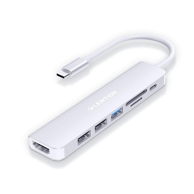 LENTION USB Cハブ 100W充電 4K HDMI デュアルカードリーダー USB 3.0 &amp; 2.0対応 2023-2016 MacBook Pro Mac Air/Surface Chromebookなど 安定ドライバ...