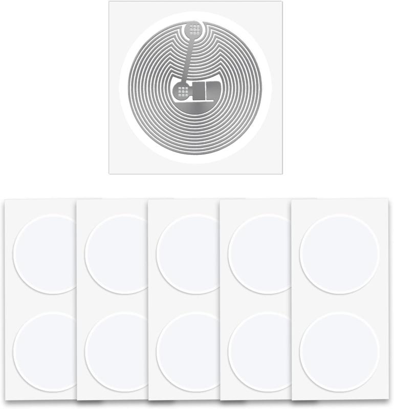NTAG213 NFC ステッカー, NFCタグ防水 NTAG 213粘着ラベル書き換え可能直径 25 mm（1インチ）円形, 144バイトメモリ13.56MHz NXPチップ, すべてのNFC電話機との互換