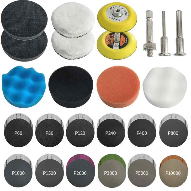 Socpuro 電動サンダー用 サンドペーパー 耐水 75mm 耐水ペーパー ＆ 研磨スポンジ ＃60 80 120 240 400 800 1000 1500 2000 3000 5000 10000 130点セット 粗研磨から鏡面仕上げ...