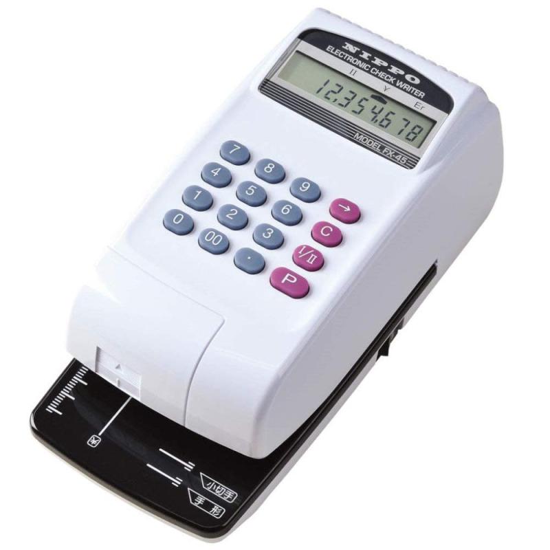ニッポー 電子 チェックライター 10桁 FX-45 34146【サイズ】W190×D233×H97mm（1.2kg） 【仕様】印字圧調整機能付（2段階）【機能1】自動紙押え装置　 【機能2】￥マーク有無選択機能【特長】自動スリープ機能 【...