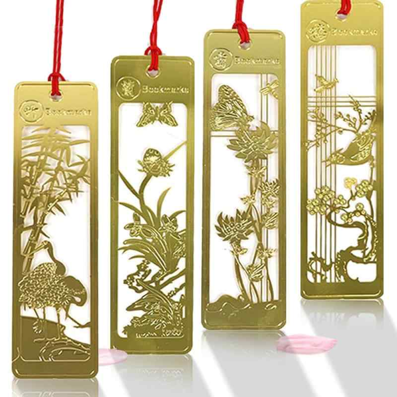 しおり 本 金属 栞 bookmark ブックマーカー おしゃれ ステンレスし 四君子 梅蘭竹菊 金属/読書/ステンレス製/ブックマーク伝統古風シリーズ 4pcs1.サイズ：縦9.2 cm。材質：ステンレス鋼2.包装内容：梅x 1 竹x 1...