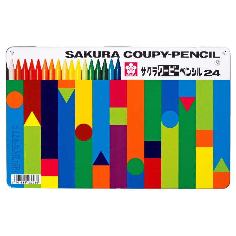 サクラクレパス 色鉛筆 クーピー ペンシル 24色 缶ケース入り FY24【特長1】色鉛筆の書きやすさとクレヨンの持つ発色の美しさを兼ね揃えたサクラクレパスのクーピーペンシル。【特長2】クーピーは軸全体が芯なので、とっても経済的。握っても手...
