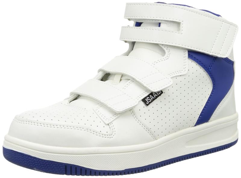 [YETIAN] 安全靴 ミドルカット 3本マジック N6020MG 人工皮革 白×ブルー3本マジックで脱ぎ履きが楽、フィット感も抜群 鋼製先芯入り ベーシックなデザインのロングセラー商品。アッパー：PU　ソール：ゴム