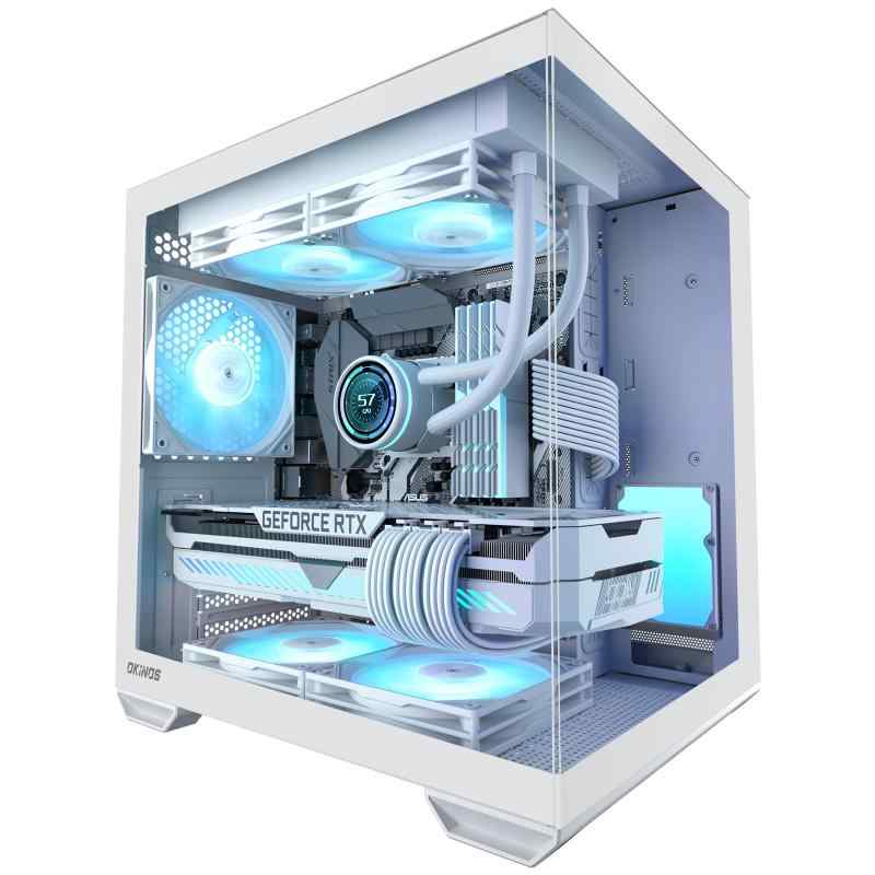 Okinos MATX PC Case, Top 240mm Radiator Support, 5 PCIe Slots for Max GPU Cooling, Extra Space for 160mm PSU &amp; Easy ...