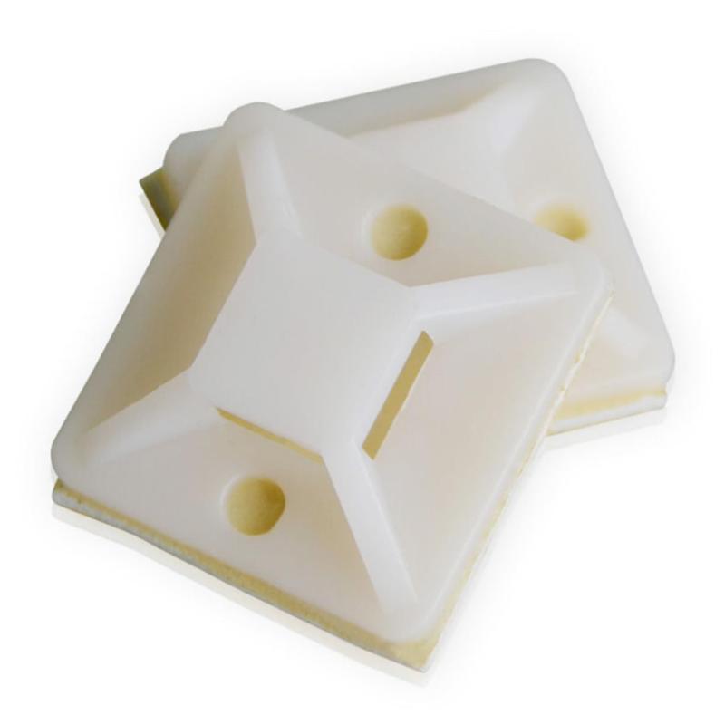 TOYMYTOY 100個入り 白色自己接着式ケーブルタイマウントベース 2.3Cm×2.3Cm ケーブル固定用結束バンドホルダー 家庭やオフィスの配線整理に対応自己接着性ベース設計：滑らかな表面に簡単に固定でき、ケーブルタイマウントとして...