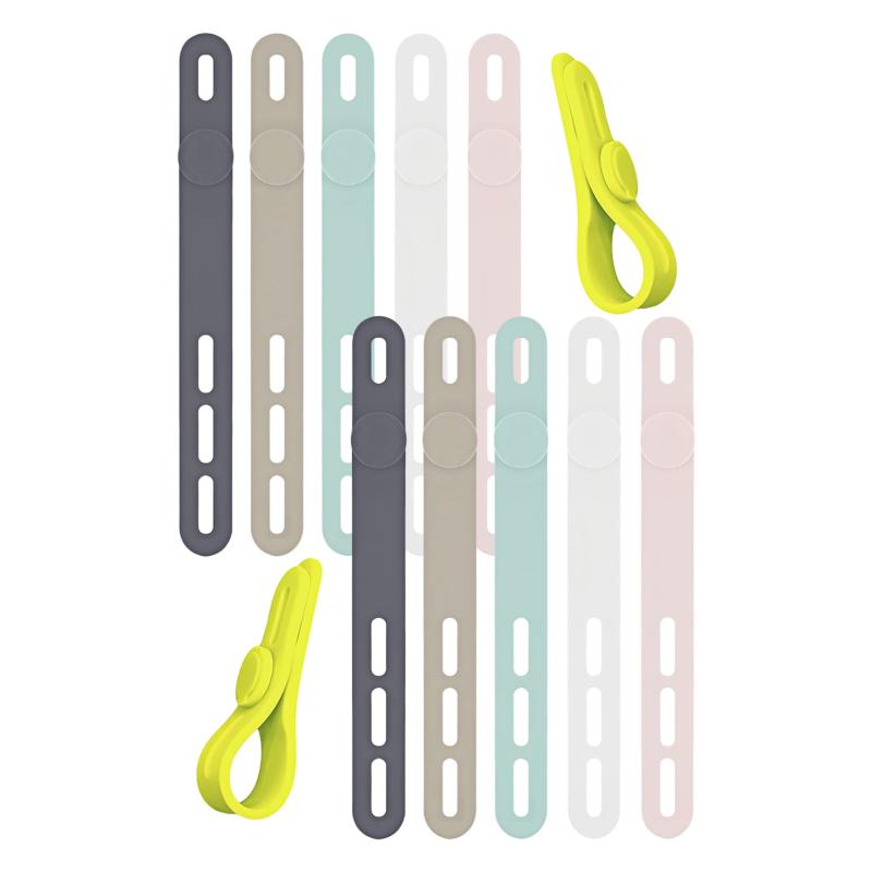 Orirya 結束バンド ケーブルバンド シリコン ケーブル 収納 便利グッズ シリコンバンド ケーブルクリップ 繰り返し 多機能 結束ベルト 12本柔軟で耐久性のある素材：高品質シリコン素材を使用し、丈夫で長持ちします。繰り返し使用可能で...