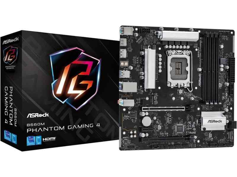 ASRock B660M PHANTOM GAMING 4ソケット LGA1700/ Intel B660/ DDR4/ SATA3&amp;USB3.2/ M.2 Micro ATX マザーボード。CPU:INTEL SOCKET1700...