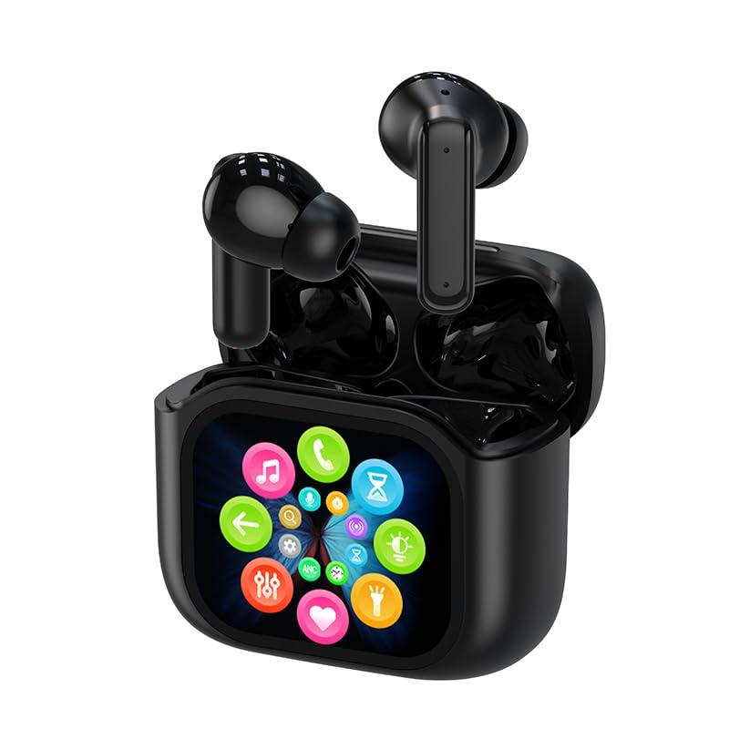 VANIR ワイヤレスイヤホン Bluetooth 5.3 TWS ヘッドセット ANC/ENCノイズキャンセリング マイク付き 通話用 イヤーバッド ゲームモード搭載 LEDタッチスクリーン スマート表示対応 AI翻訳対応【強化された多言...