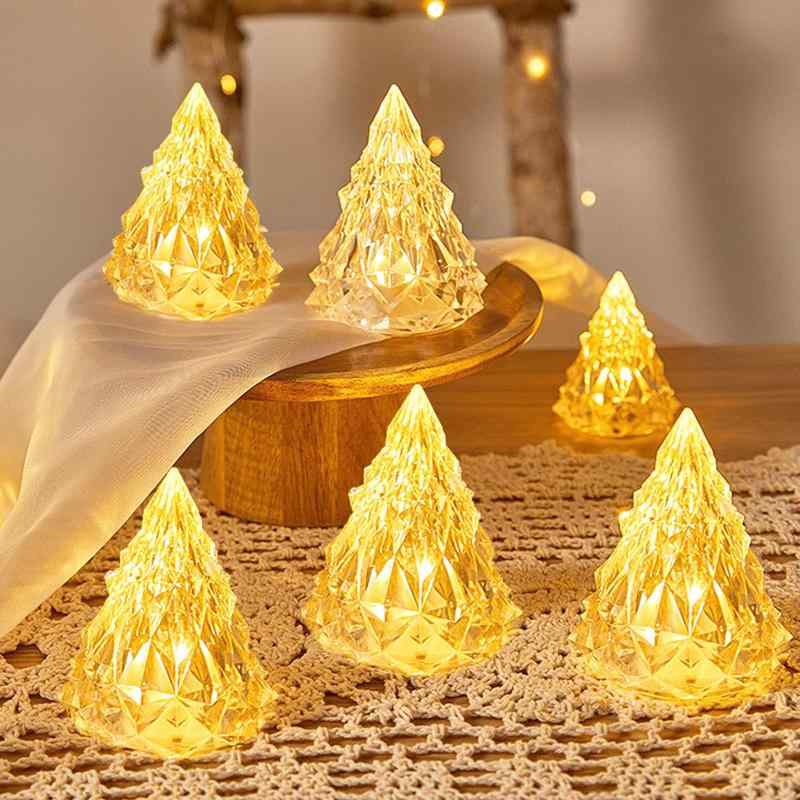 LEDクリスタルツリー 6個 クリスマス飾り 癒しの灯り 火を使わない ナイトライト 安眠 おしゃれ 乙女心 人気 写真摄影 誕生日 纪念日 パーティー プロポーズ1