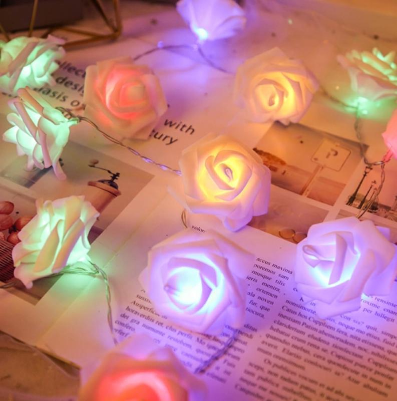[アクアミー] バラ ストリング ライト LED イルミネーション ガーランド 薔薇 造花 室内 パーティー 飾りバラの花のライト飾り装飾、お洒落で可愛いLEDイルミネーションライト。結婚式、誕生日などのホームパーティー、イベントなどの飾り...
