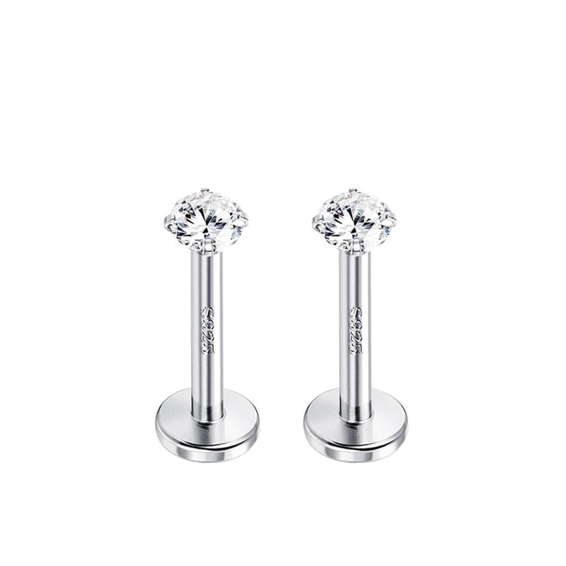 [LOYALLOOK] ボディピアス レディース メンズ 人気 ボール 一粒 ピアス ネジ アレルギー対応 ピアス 16g シルバー 925 プラチナ おしゃれ ヘリックス ピアス ホワイト アクセサリー 2個 誕生日 プ💎...