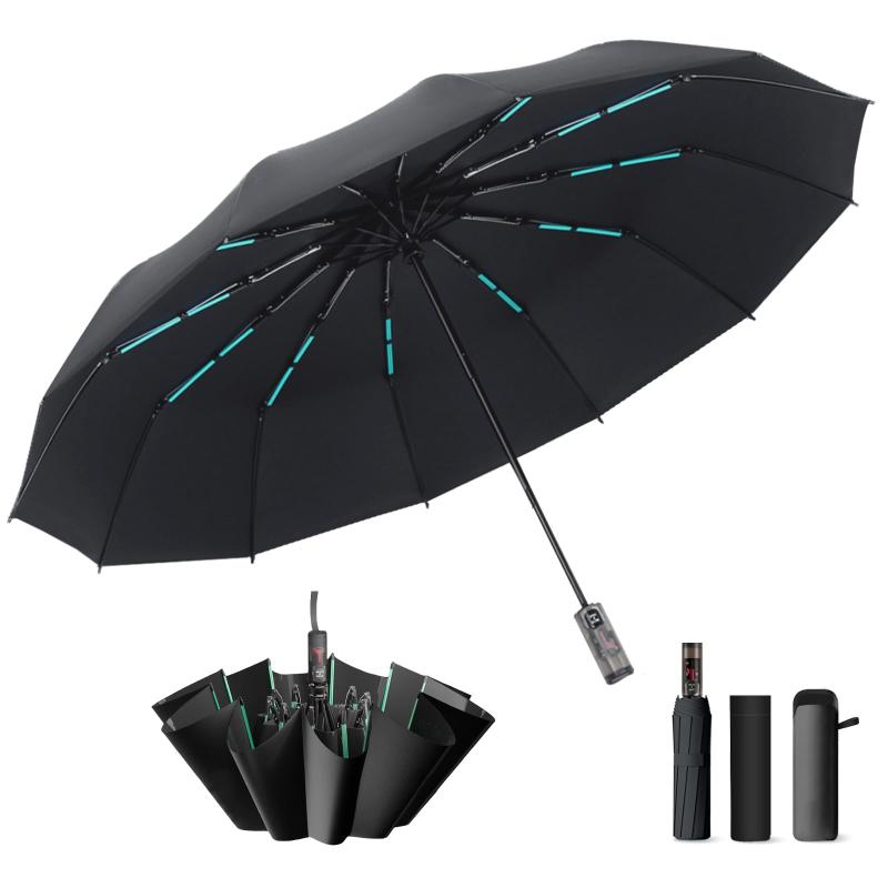 Sunfra【超大サイズ・12本二重骨 計24本骨】折りたたみ傘 改良型ワンタッチ自動開閉 UVカット100% 直径100cm 曲面115cm 大きい 風に強い 梅雨対策 台風対応 豪雨対応 遮光遮熱 晴雨兼用 メンズ レ