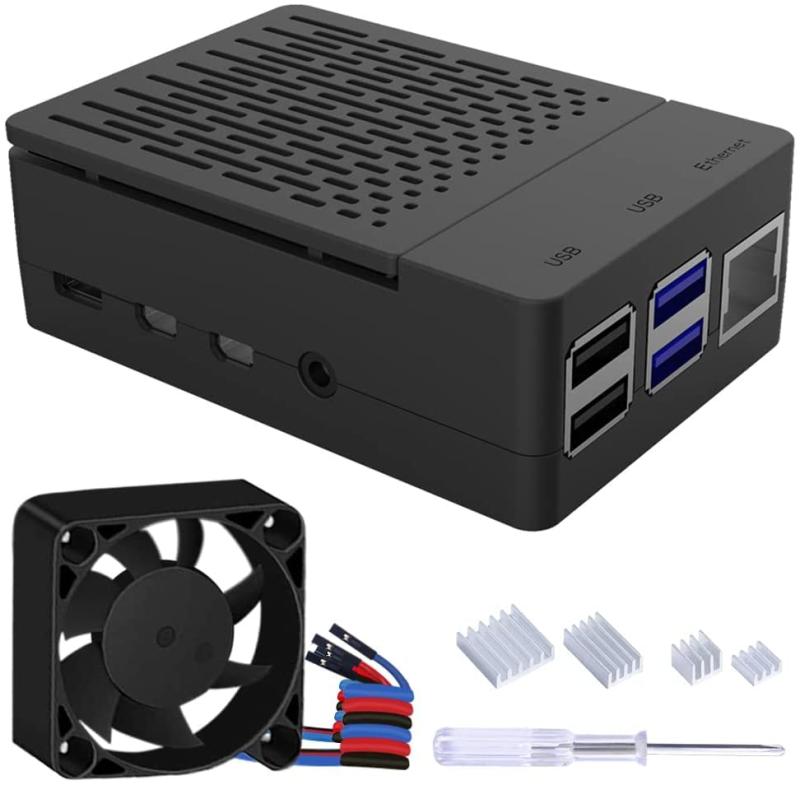Raspberry Pi 4モデルB用GeeekPiケース、ファン40X40X10mmのRaspberry Pi 4Bケース、およびRaspberry Pi 4モデルB用4個のRaspberry Pi 4ヒートシンク