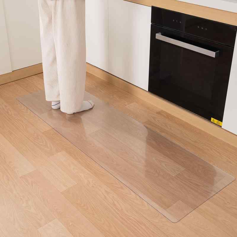 キッチンマット 透明 厚さクリア エンボス加工 PVC 床保護マット 台所マット 床暖房対応 滑り止め 汚れ防止 お手入れ簡単