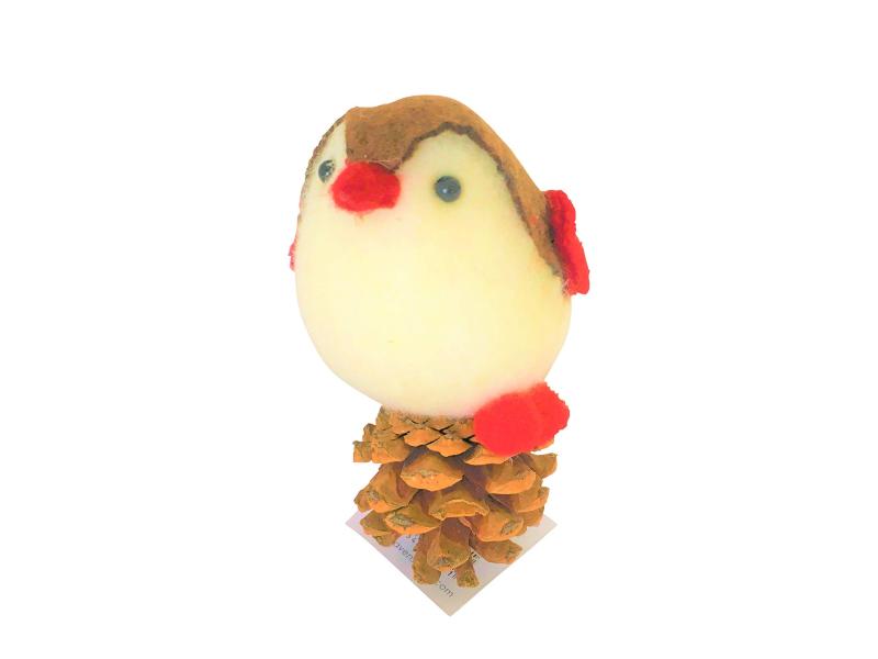 小鳥（こまどり）クリスマス 飾り/オーナメント フエルト素材クリスマス飾り オーナメント 小鳥（こまどり）フエルト素材 松ぼっくり