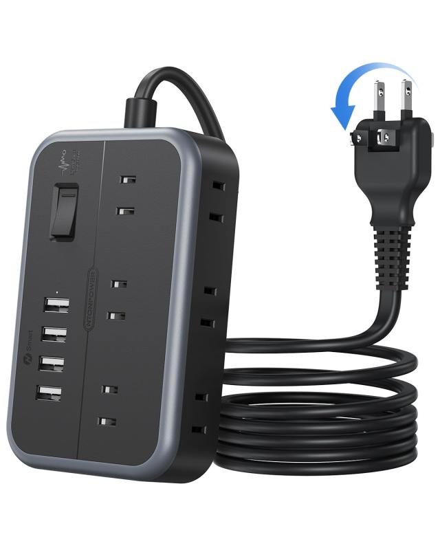 NTONPOWER 延長コード 電源タップ usb付き コンセント タコ足配線 テーブル 電源コード 6個AC口 4個USB-A 雷ガード 蛸足コンセント コンセント 分岐 たこあし 延長 コード オシャレ 壁掛け/卓上に