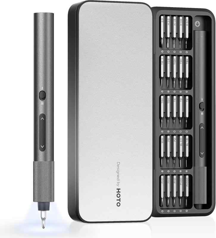 HOTO 25in1 電動ドライバーセット ADV 25本精密ビット 2段トルク LEDライト搭載 多機能 軽量 コンパクト 電動手動兼用 回転切り替え 滑り止めボディ 磁化エリア内蔵 Type-C充電 DIY作業 家電修理【 25本の多様...