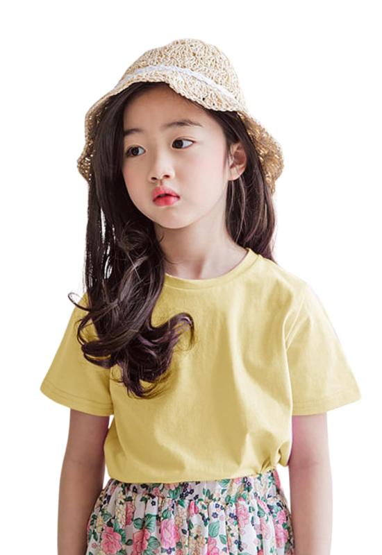 [EnDast] MINIROI ガールズ 半袖 ラウンドネック Tシャツ トップス かわいい 春夏 女の子 キッズ 薄手 シンプル 無地 カジュアル 韓国子供服 110cm 120cm 130cm 140cm【毎日のコーデをぐっと楽に】ど...