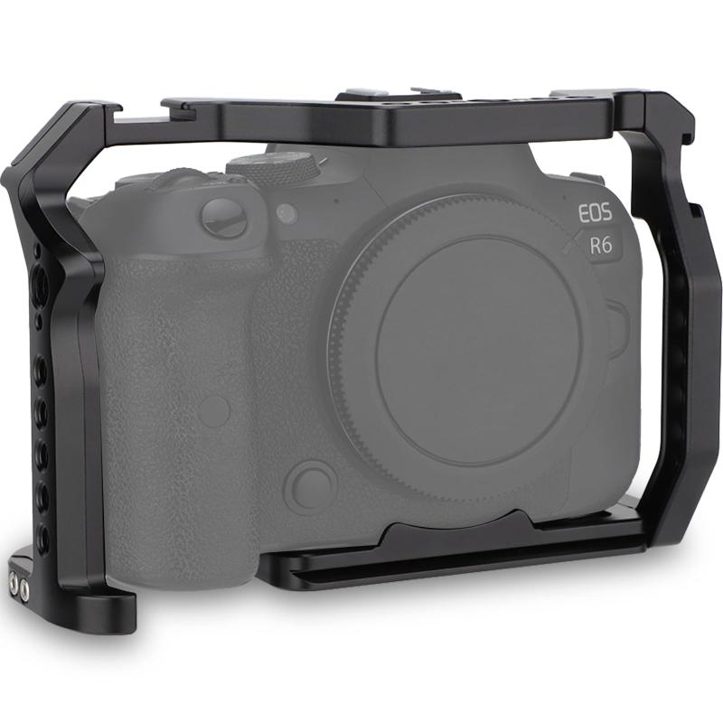 Canon R5 R6ミラーレス用カメラフルケージ、延長マウントマイクフィルライトブラケット撮影アクセサリー、コールドシュー付き【プロフェッショナル】 - ケージはR5 R6の保護と取り付けオプションを提供するために特別に設計されています。...