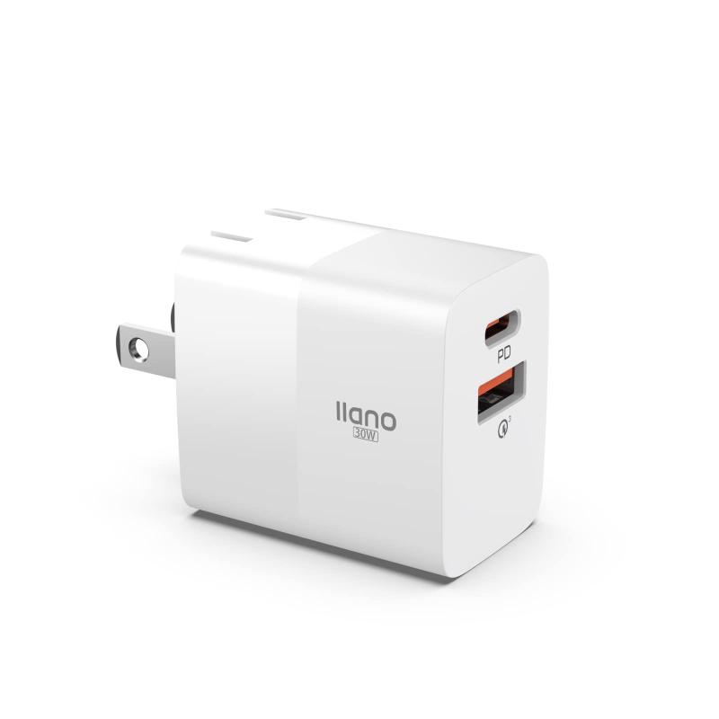 llano 30W PD充電器 Type C 急速充電器 iPhone 14 充電器(Super Si搭載/USB-A &amp; USB-C/折り畳み式 小型急速充電器)【PD3.0対応/QC3.0対応/PPS規格対応/PSE技術基準適合...