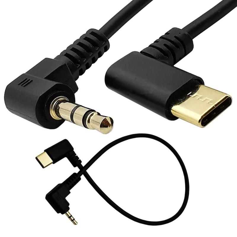 3.5mm オーディオ ケーブルType-C AUX ケーブル30cm 変換 音楽再生 車載用【2本入り】両端右L型 90 度 AUX端子USB C タイプ C To 3.5mm オスジャック オーディオステレオケーブル【2本セット】AUX...