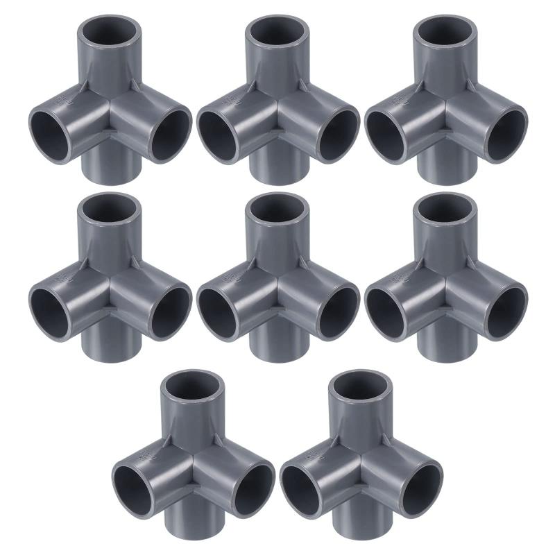 PATIKIL 25 mm 4ウェイエルボパイプ継手 UPVC 8個 ジョイントカップリングパイプアダプター パイプ接続用 グレーカラー：グレー;材料: UPVC;内径: 25 mm;外径: 30.5 mm;サイズ: 81 mm x 56 ...