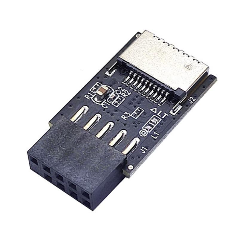 Ahvqevn マザーボード USB2.0 9Pin から TYPE-C A-KEY フロント コネクタ コンバーター USB3.2 TYPE-E インターフェイス ヘッダー アダプター特徴：注: 9PIN は USB2.0 レートであるた...